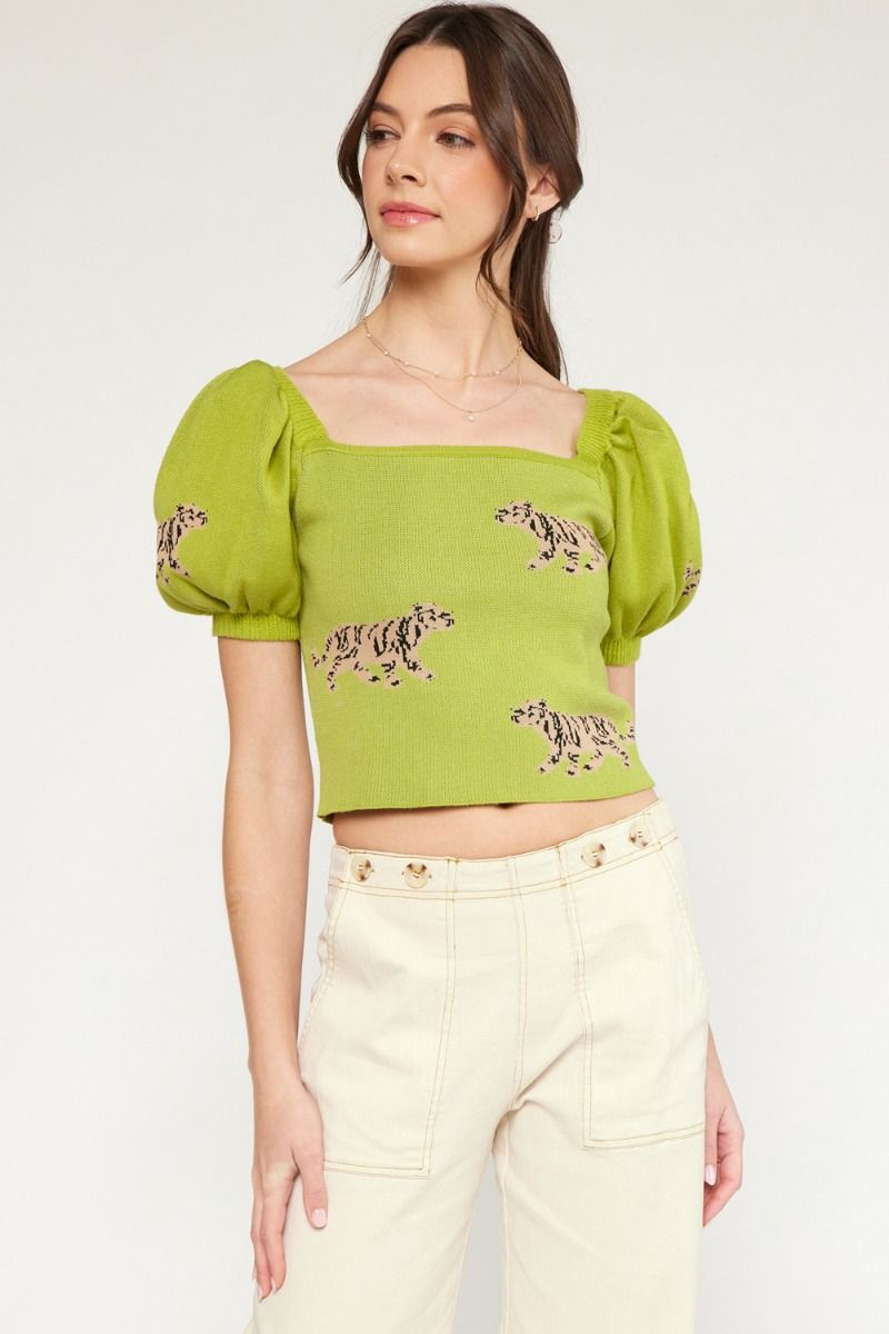 Puff Sleeve Cheetah Sweater Top – Free Souls Boutique